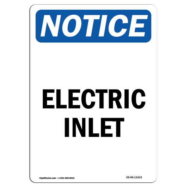SignMission OSHA Notice - Electric Inlet Sign | Heavy Duty Sign Or ...