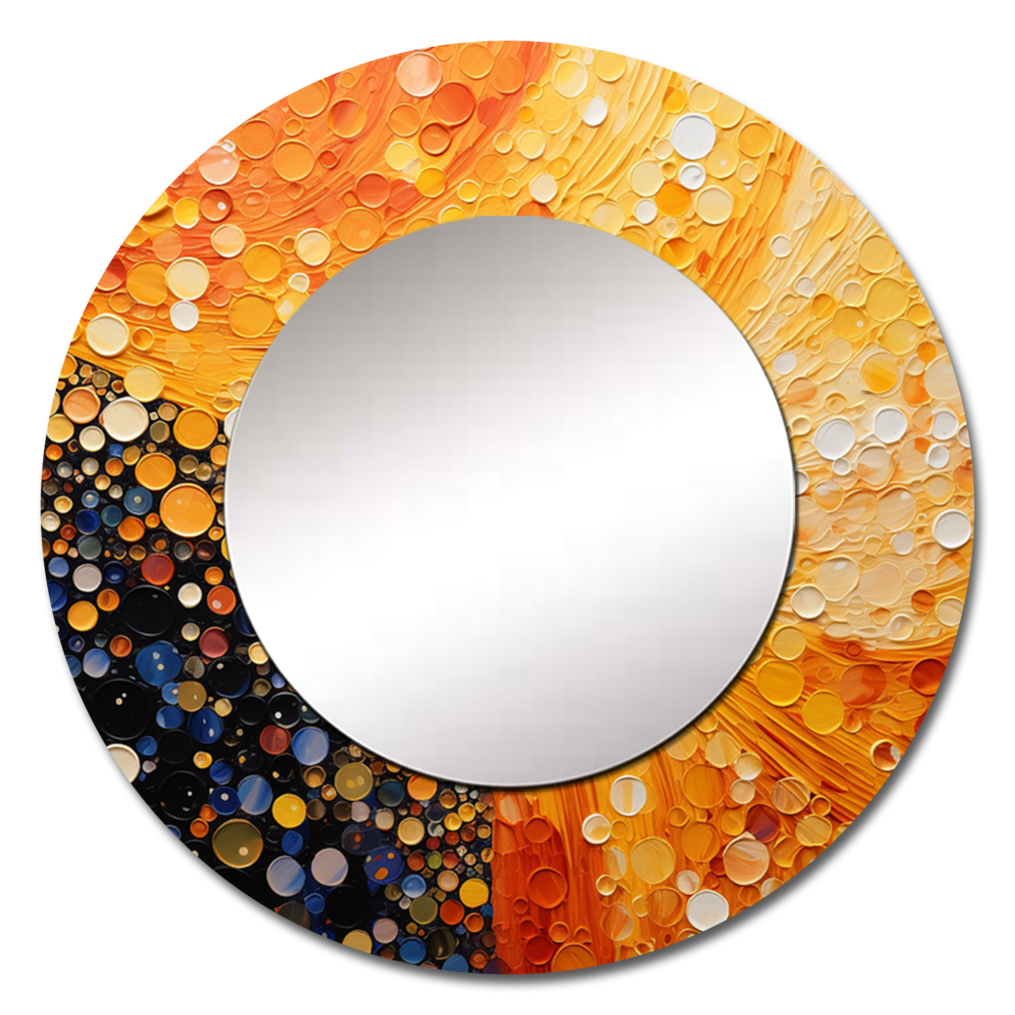 Design Art Fiery Fusion IV - Abstract Collages Round Mirror 36 Inch ...