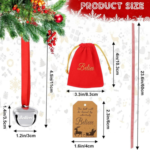 The Holiday Aisle® 24 Set Christmas Believe Bell Ornaments, Polar ...