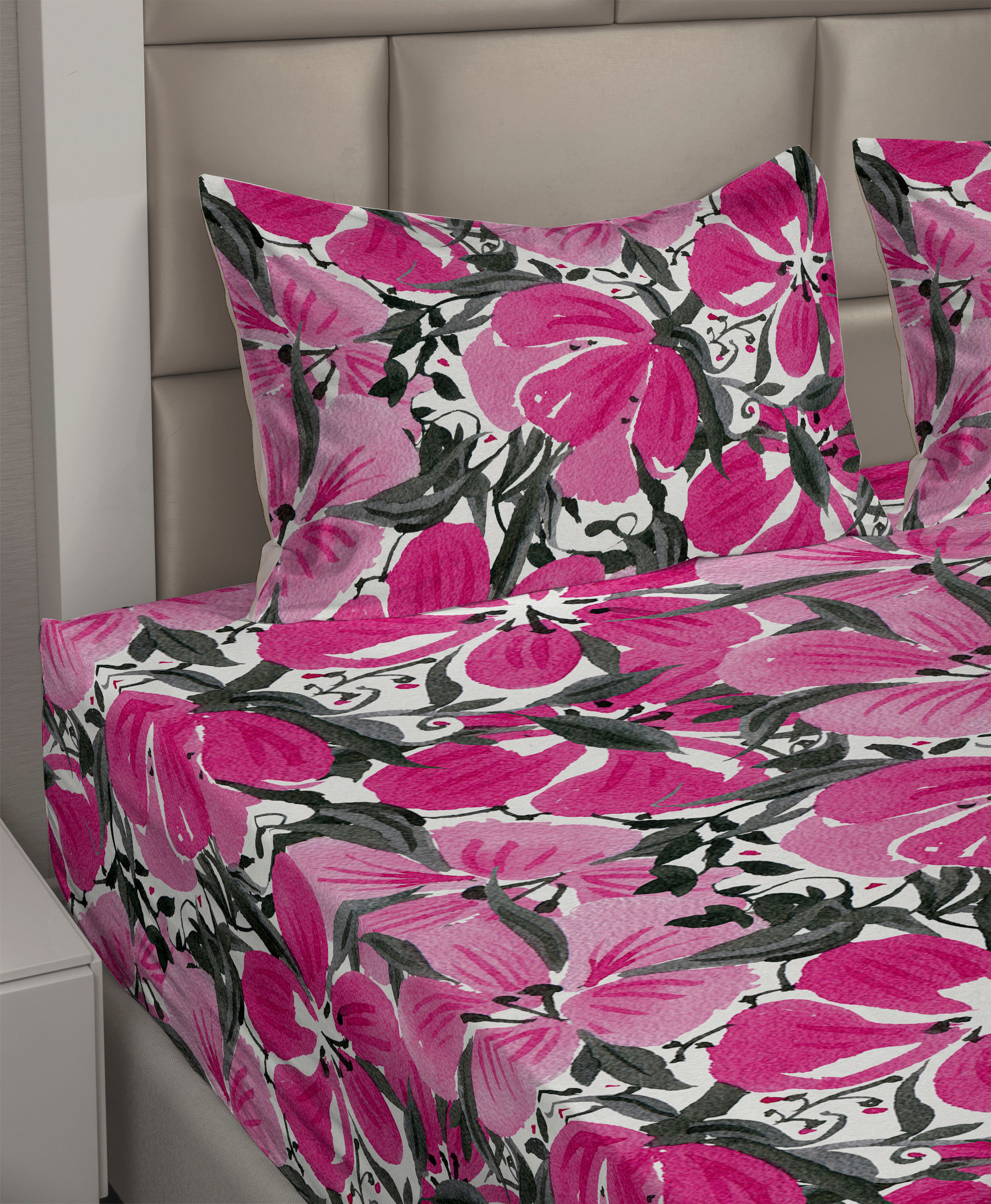 Ambesonne Floral Design Sheet Set Springtime Hibiscus Pastel Pink Hot ...