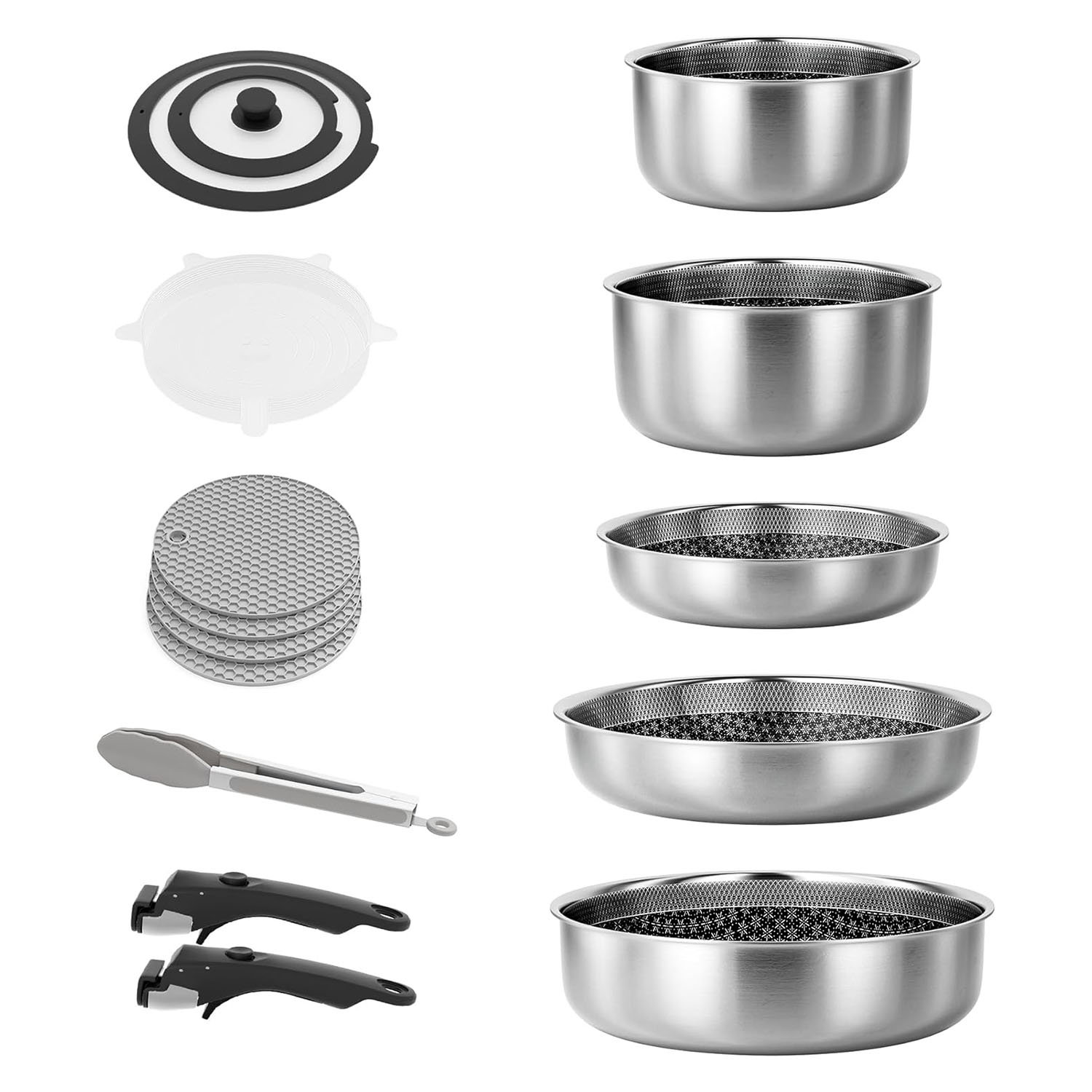 BN-LINKKL Detachable Nonstick Cookware Set - Stackable Induction Pots ...