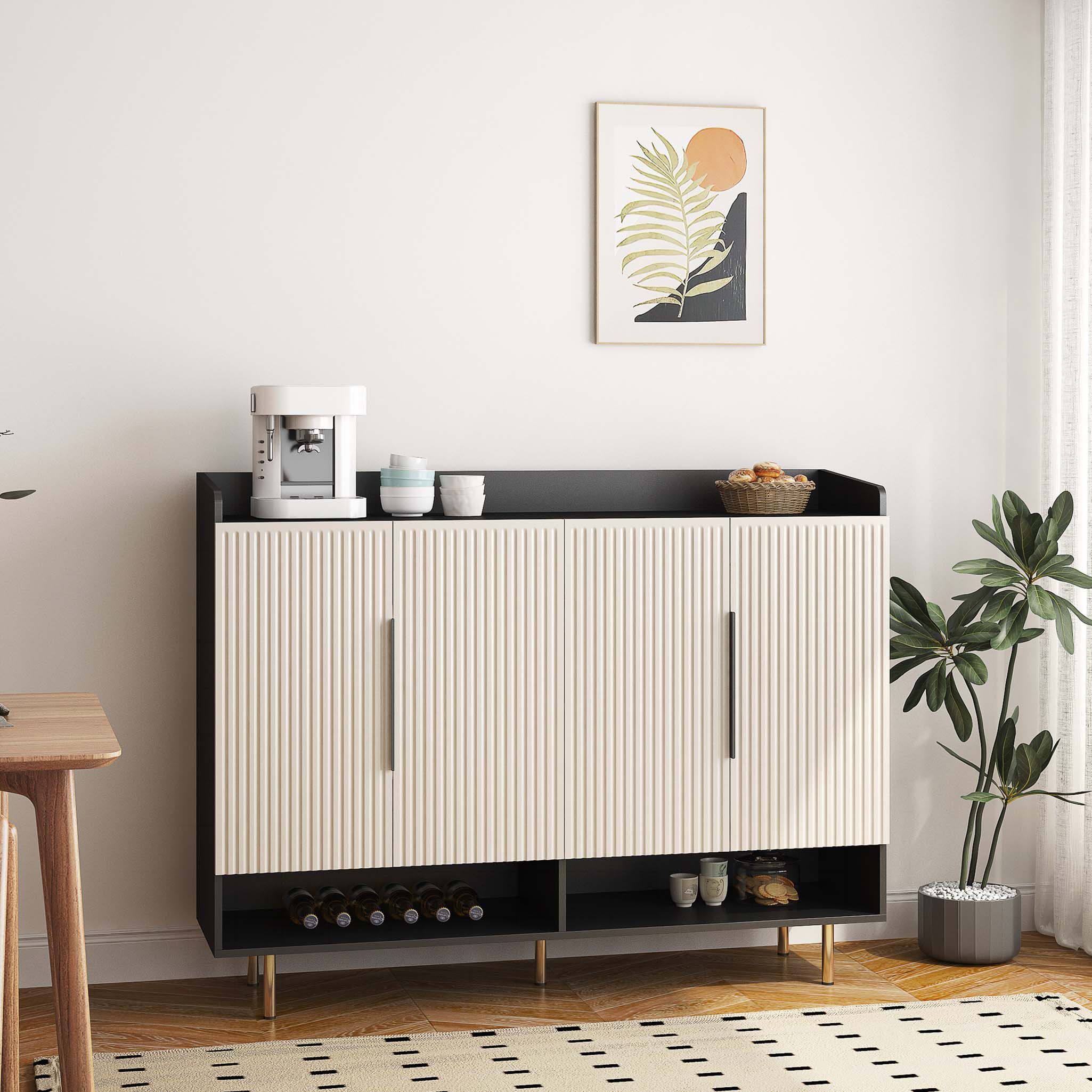 Mercer41 Sideboard,Shoe Cabinet with 4 Doors Large Modern Shoe Storage ...