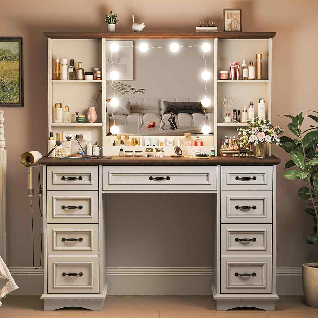 Red Barrel Studio® Vanity Desk With Mirror And Lights,Large Makeup ...