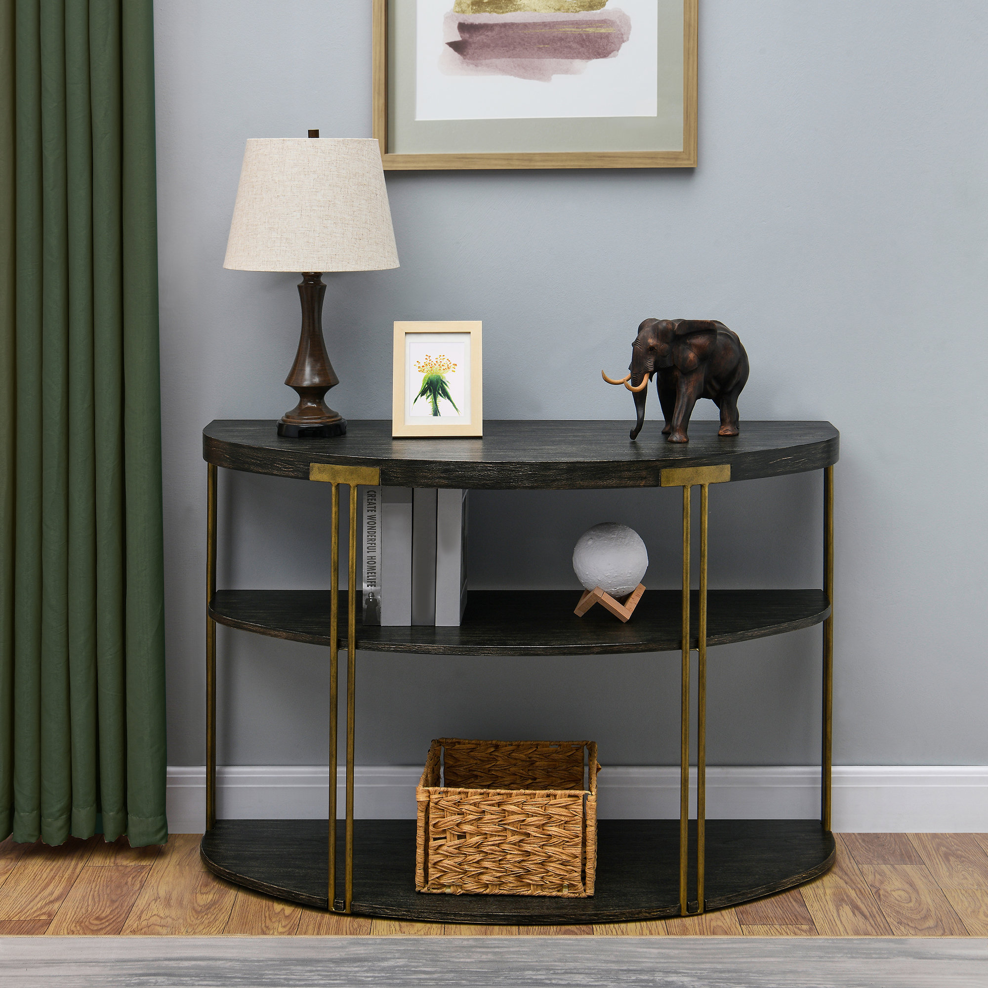 Mercer41 Fateema 30" Brushed Half-moon Modern Console Table with ...