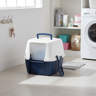 Tucker Murphy Pet™ Navy Blue/White Large Closed Litter Box, Front Flap ...