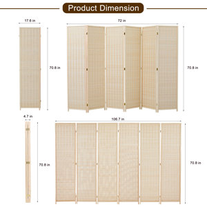 Winston Porter 6ft Tall Folding Privacy Screen for Room Separation ...