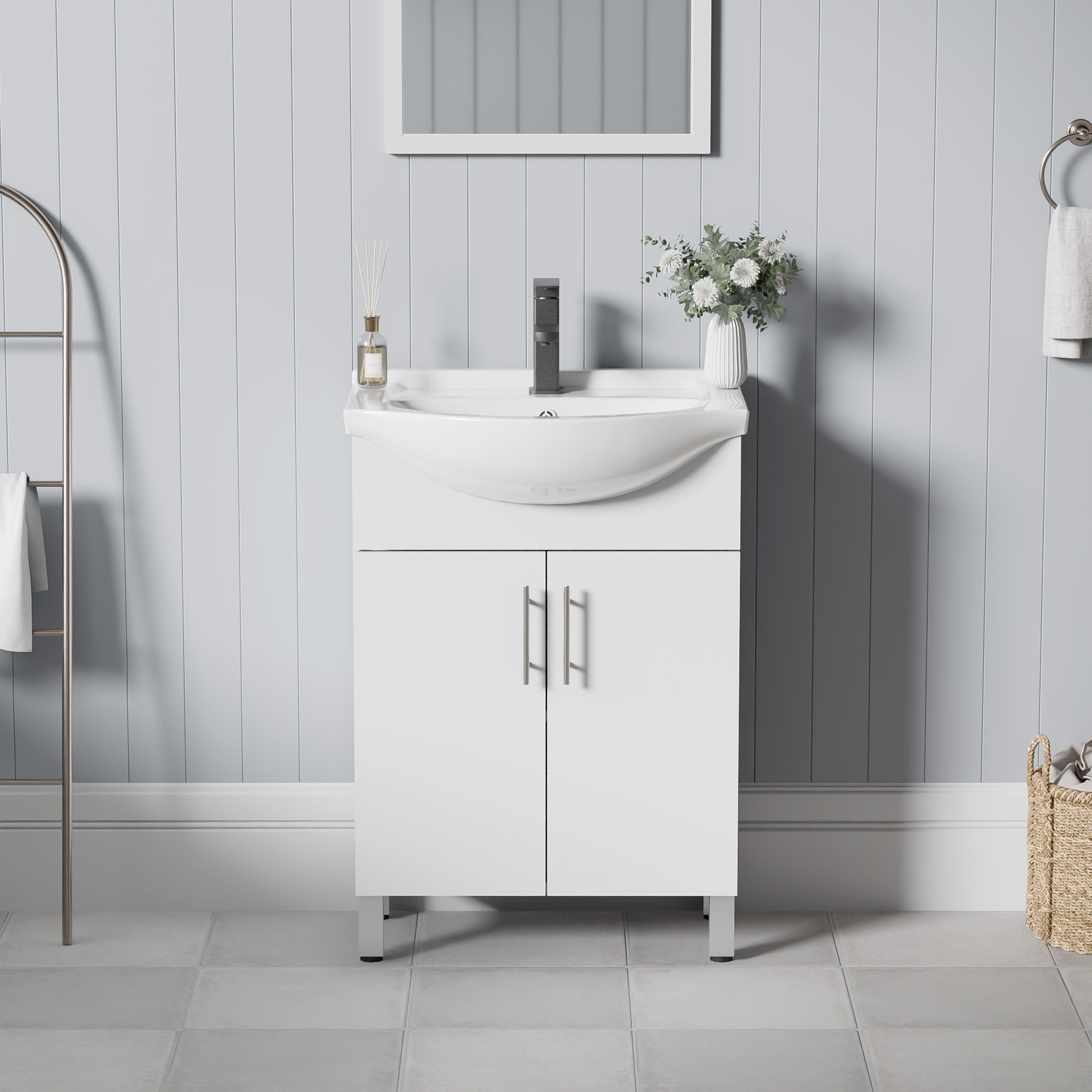 Ebern Designs 24" Freestanding Single Bathroom Vanity with Thick Euro ...