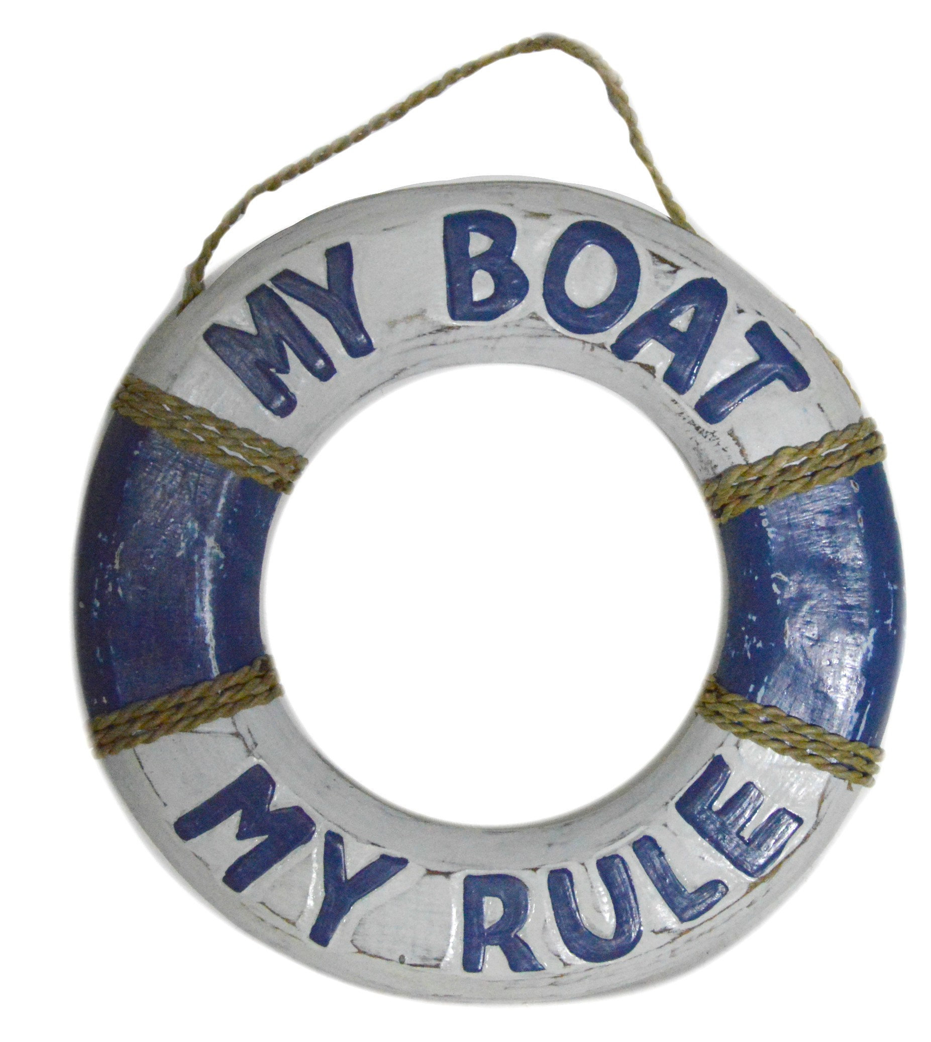 World Bazzar Hand Carved Lifesaver Buoy My Boat My Rules Kisses Cute ...
