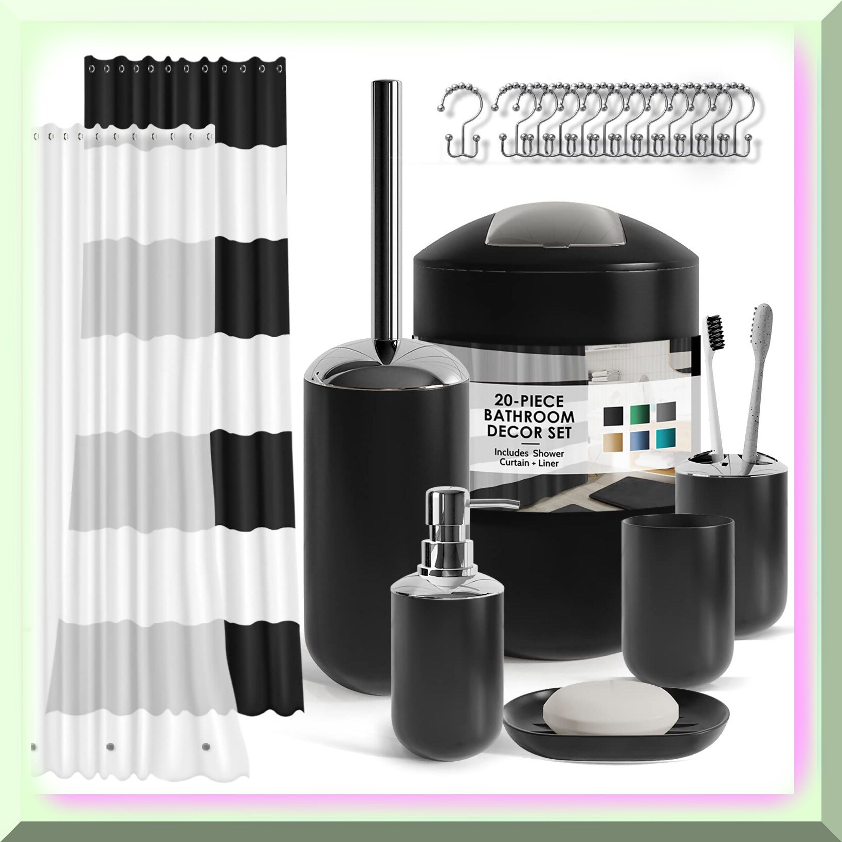 Hokku Designs Midnight Oasis 20PC Bathroom Set - Includes Shower ...
