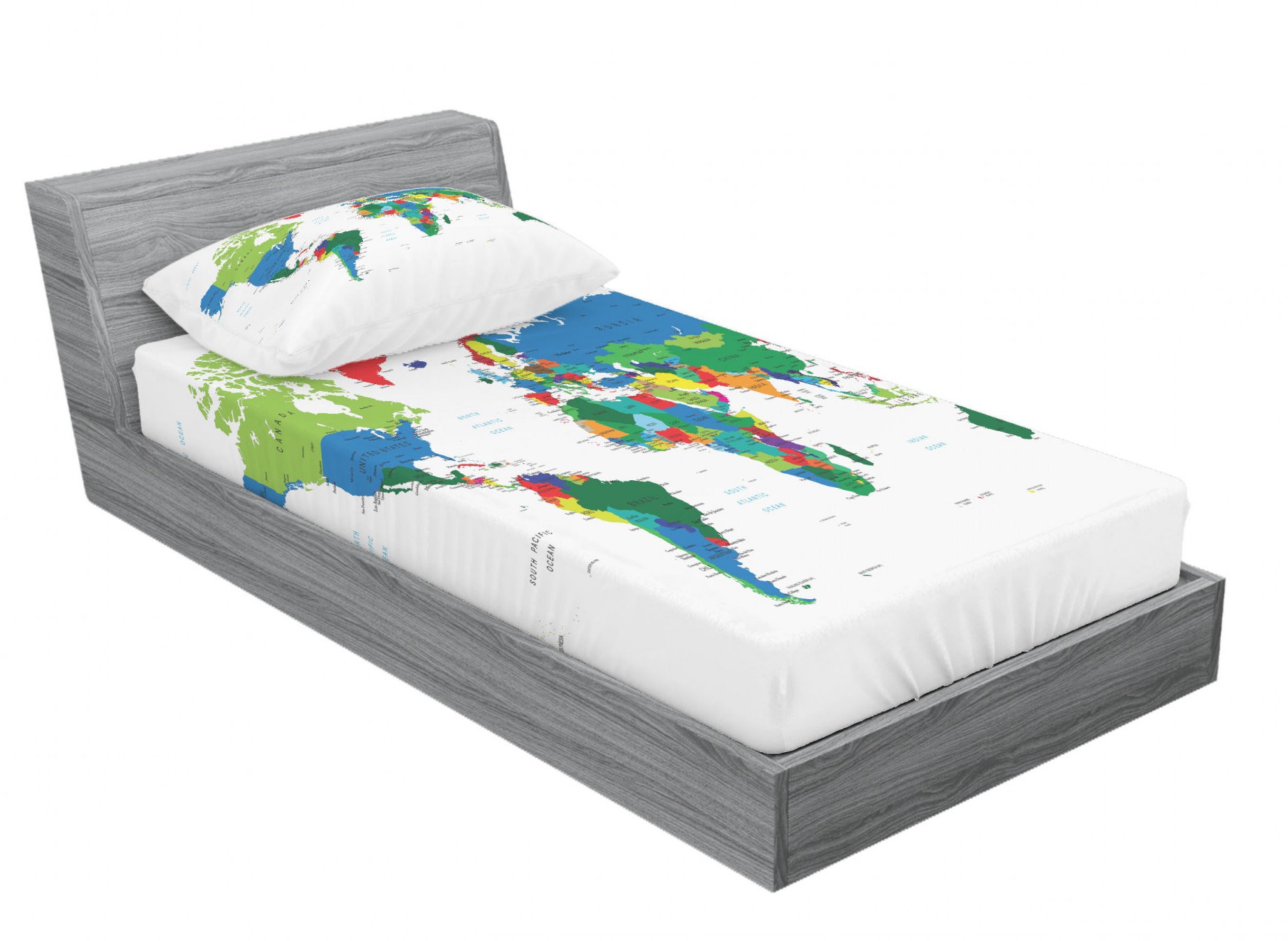 Ambesonne World Map Sheet Set | Wayfair