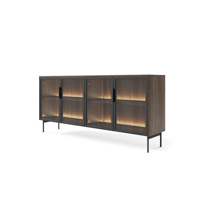 Metro Lane Lumi Display Glass-Fronted Sideboard Cabinet 181cm - Built ...
