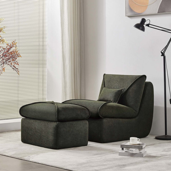Ebern Designs Comfortable Compressed Lounge Chair with Ottoman, Ideal ...