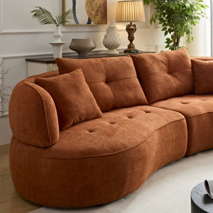 Hokku Designs Orange modular sofa, durable fabric, solid wood frame ...