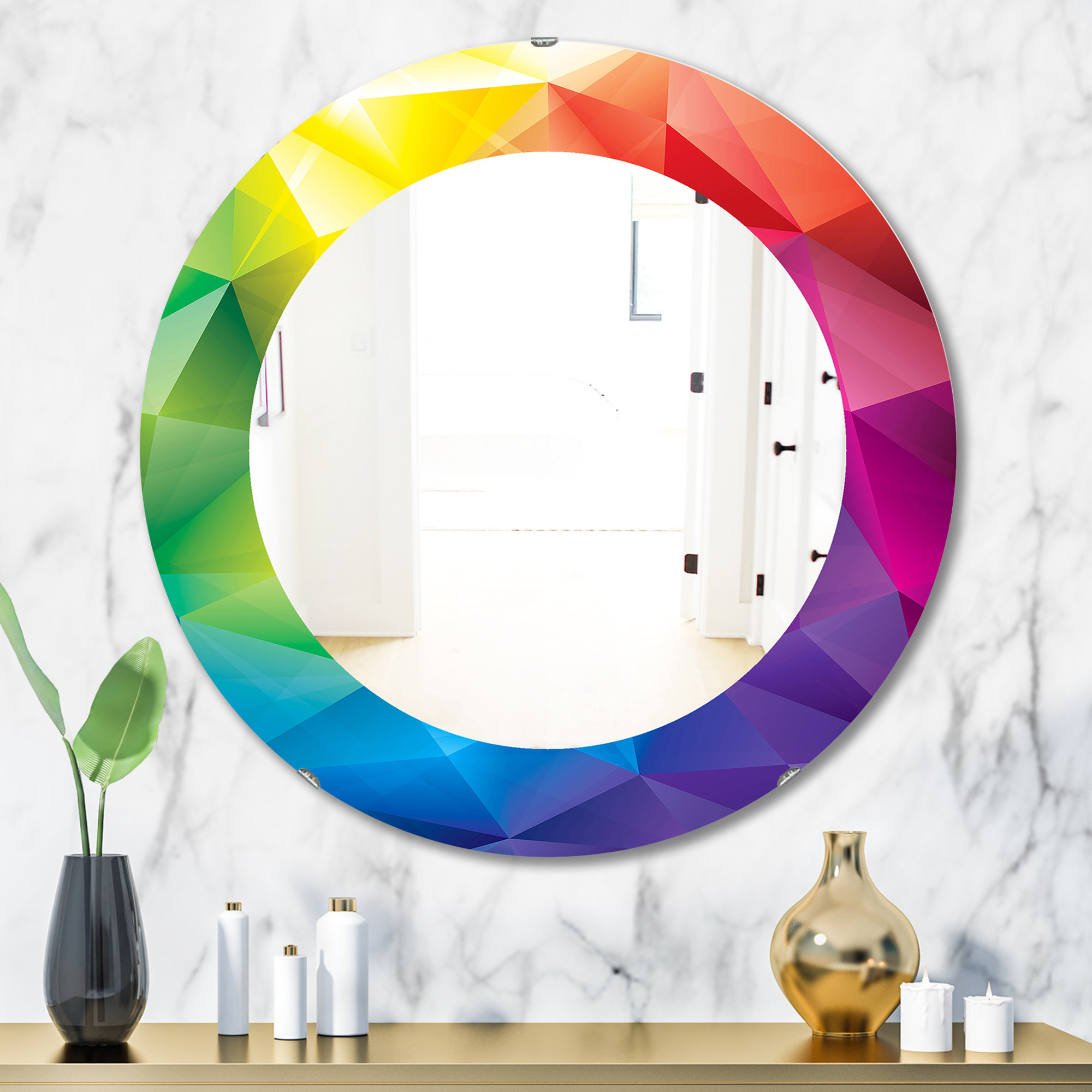 East Urban Home Triangular Colourfields 25 Wall Mirror | Wayfair