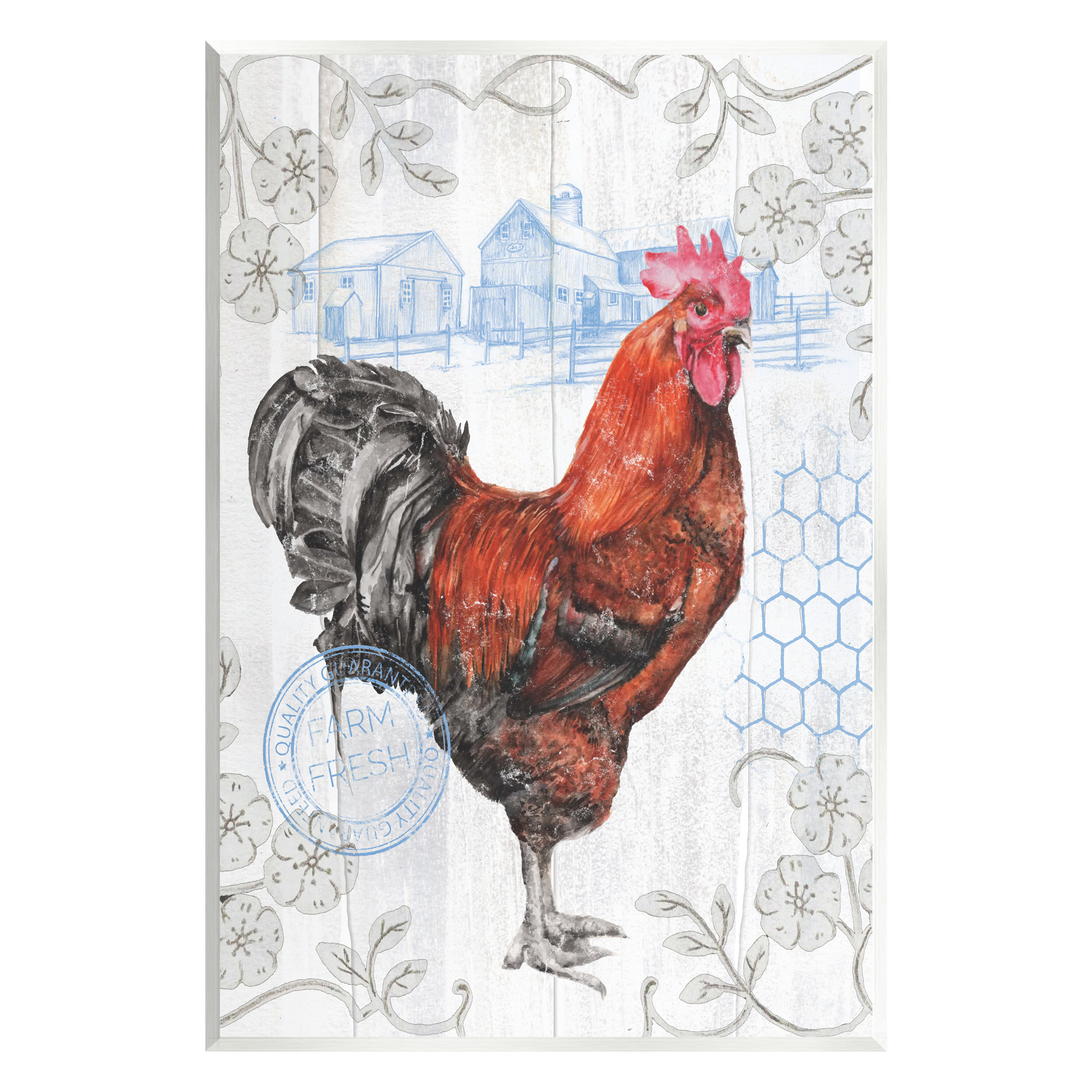 Stupell Industries Rustic Farmhouse Rooster On MDF Print | Wayfair