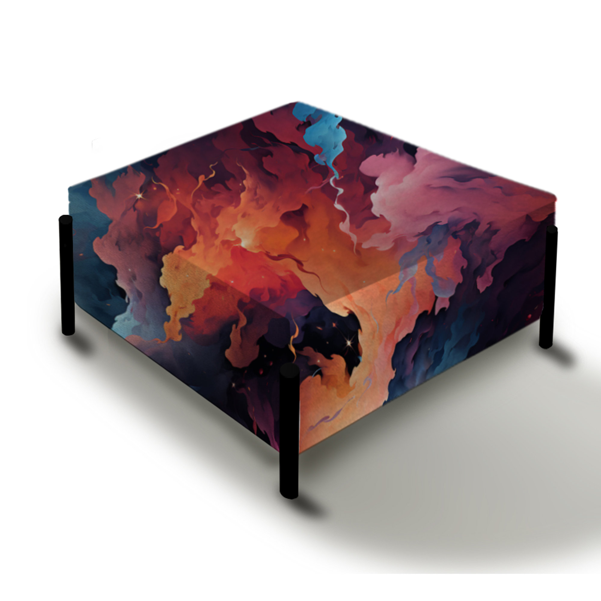 Design Art Cosmic Camo Odyssey - Abstract Large Square Ottoman | Wayfair