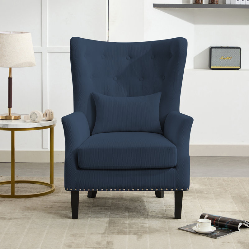 Lark Manor™ 31.5” Tufted Wingback Chair with Solid Wooden Frame and ...