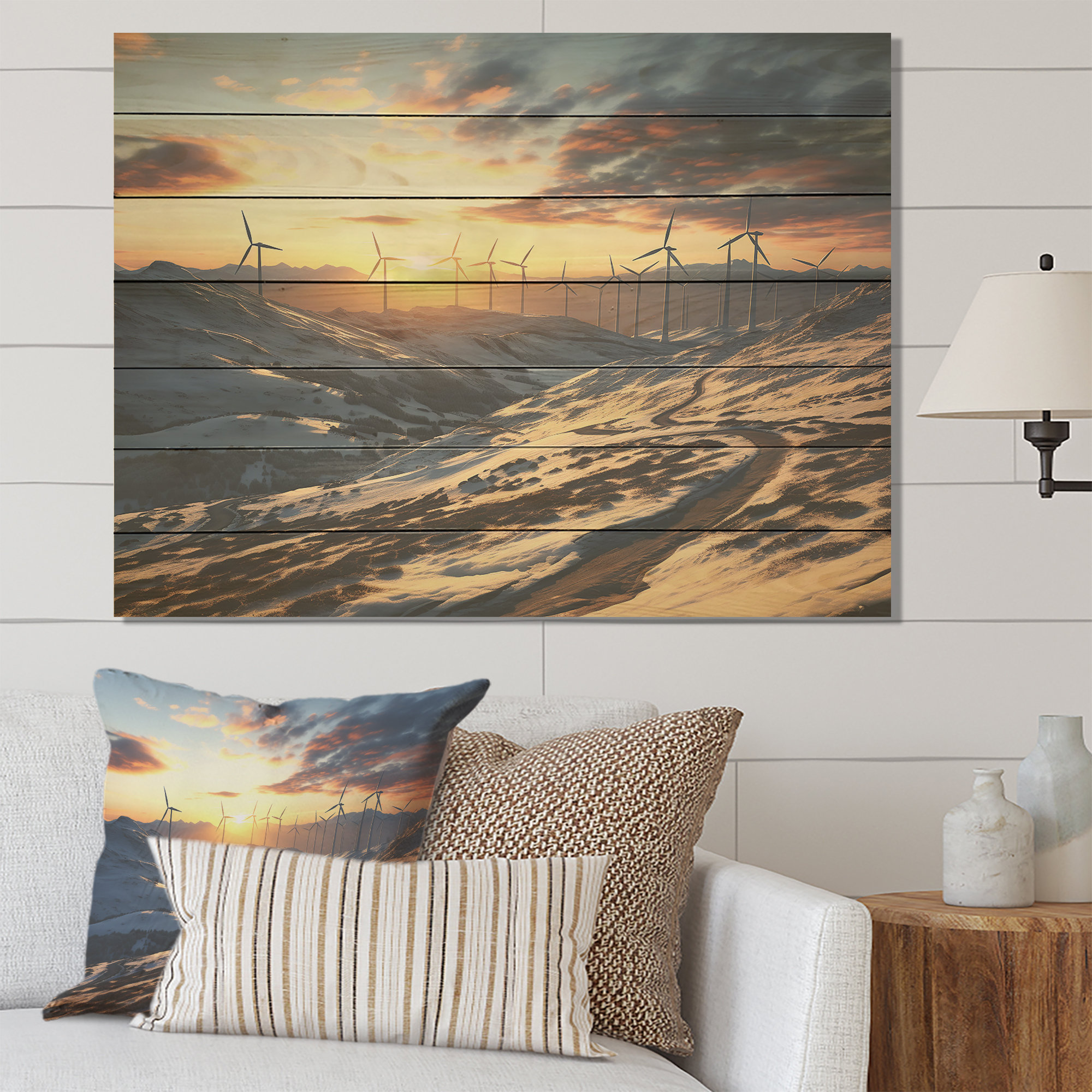 Ophelia & Co. Sunset Wind Turbines Mountain View III - Wind Turbines On ...