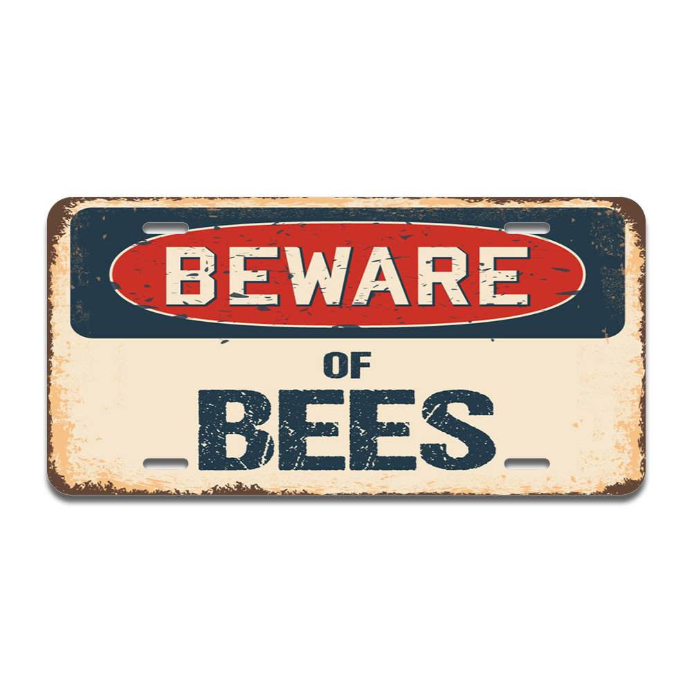 SignMission Beware Of Bees Aluminum Licence Plate| Licence Plate 12" X ...