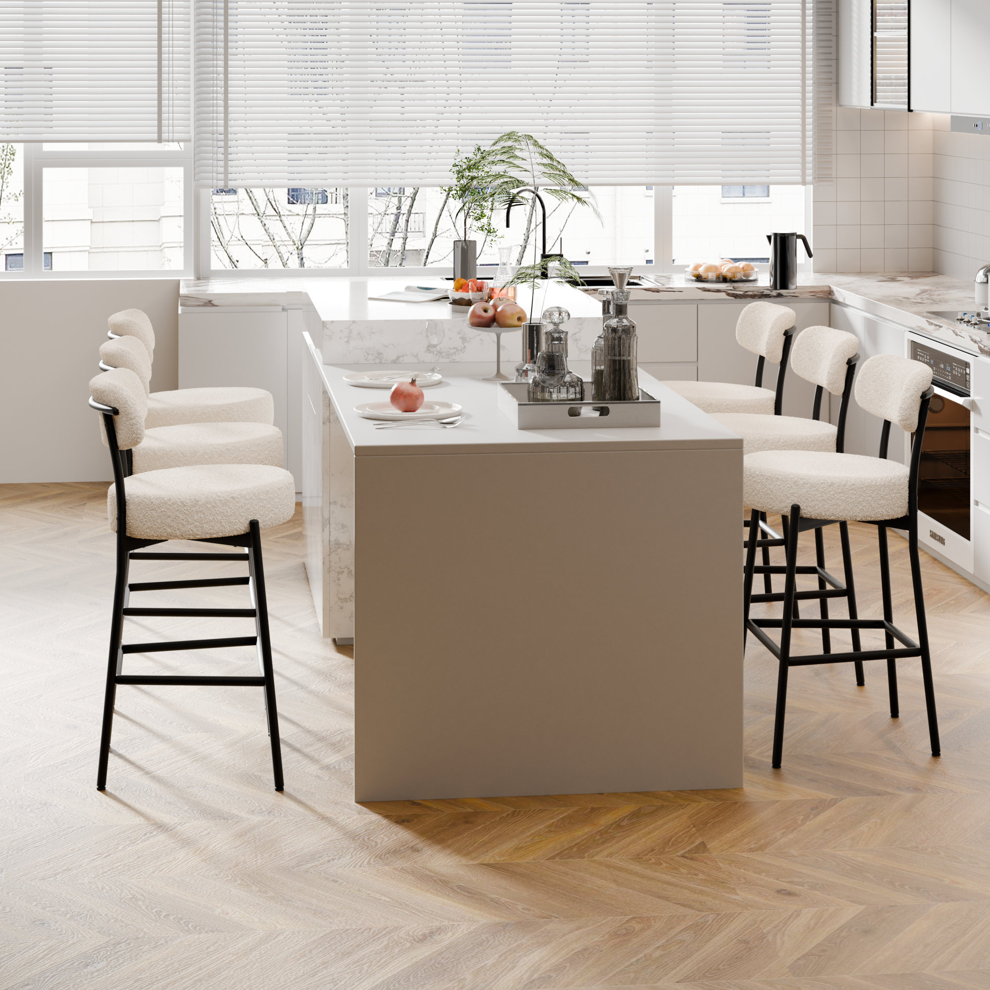 George Oliver Sherpa Counter Height Bar Stools Set of 4 Modern ...