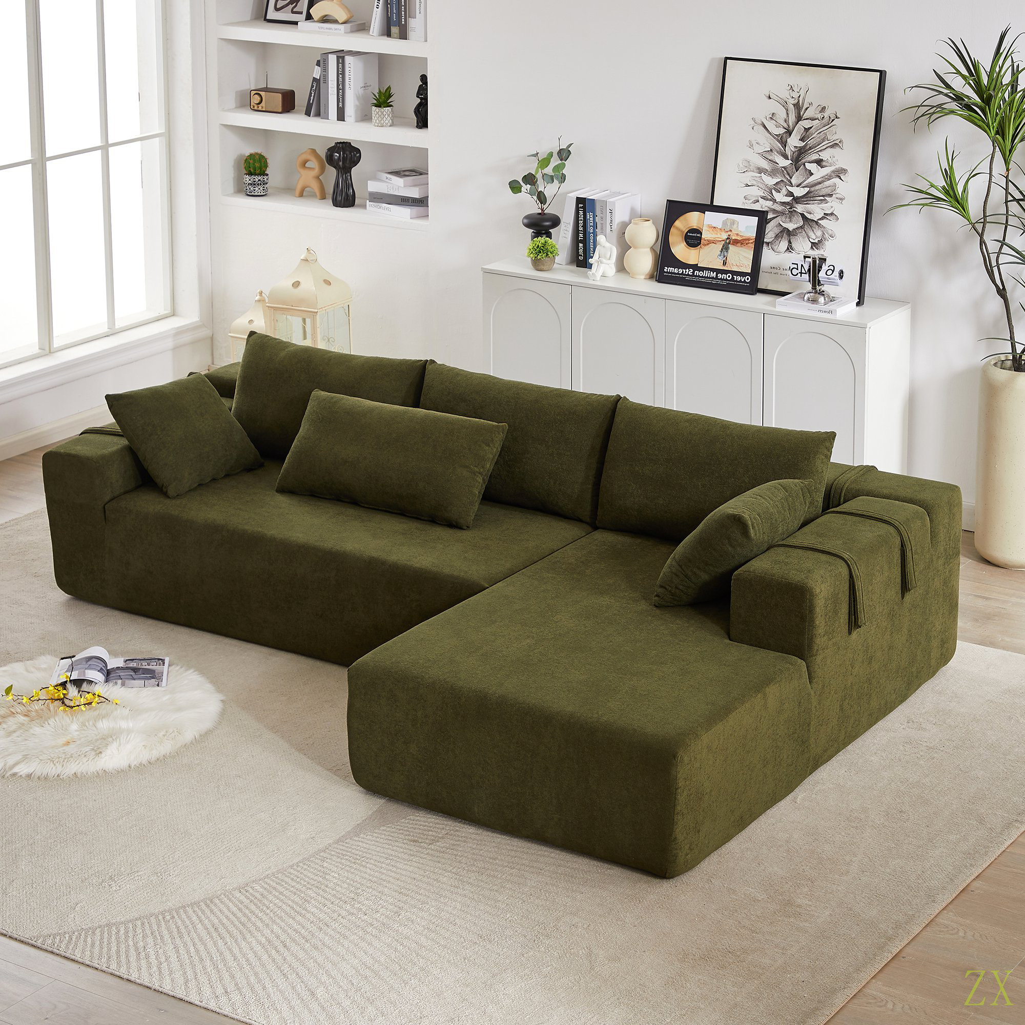 Wrought Studio™ Modern Chenille Upholstered Sectional Sofa Couch Set ...