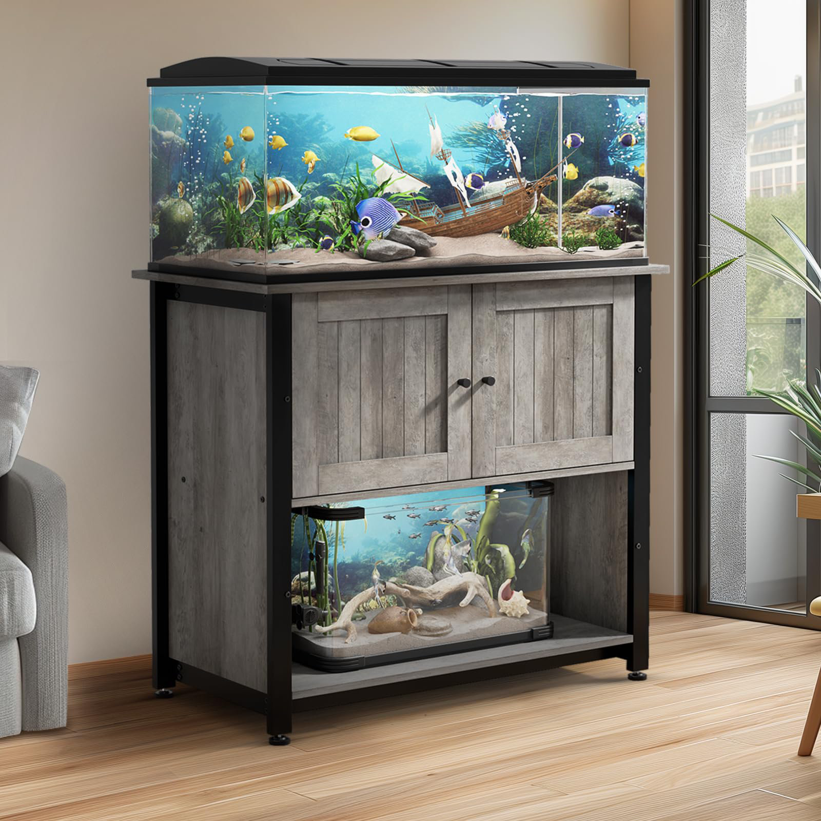 Archie & Oscar™ 40-50 Gallon Fish Tank Stand With Cabinet, Metal ...