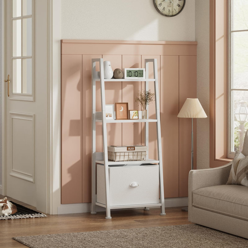 Latitude Run® 4-Tier White Ladder Shelf, Ladder Bookshelf With ...