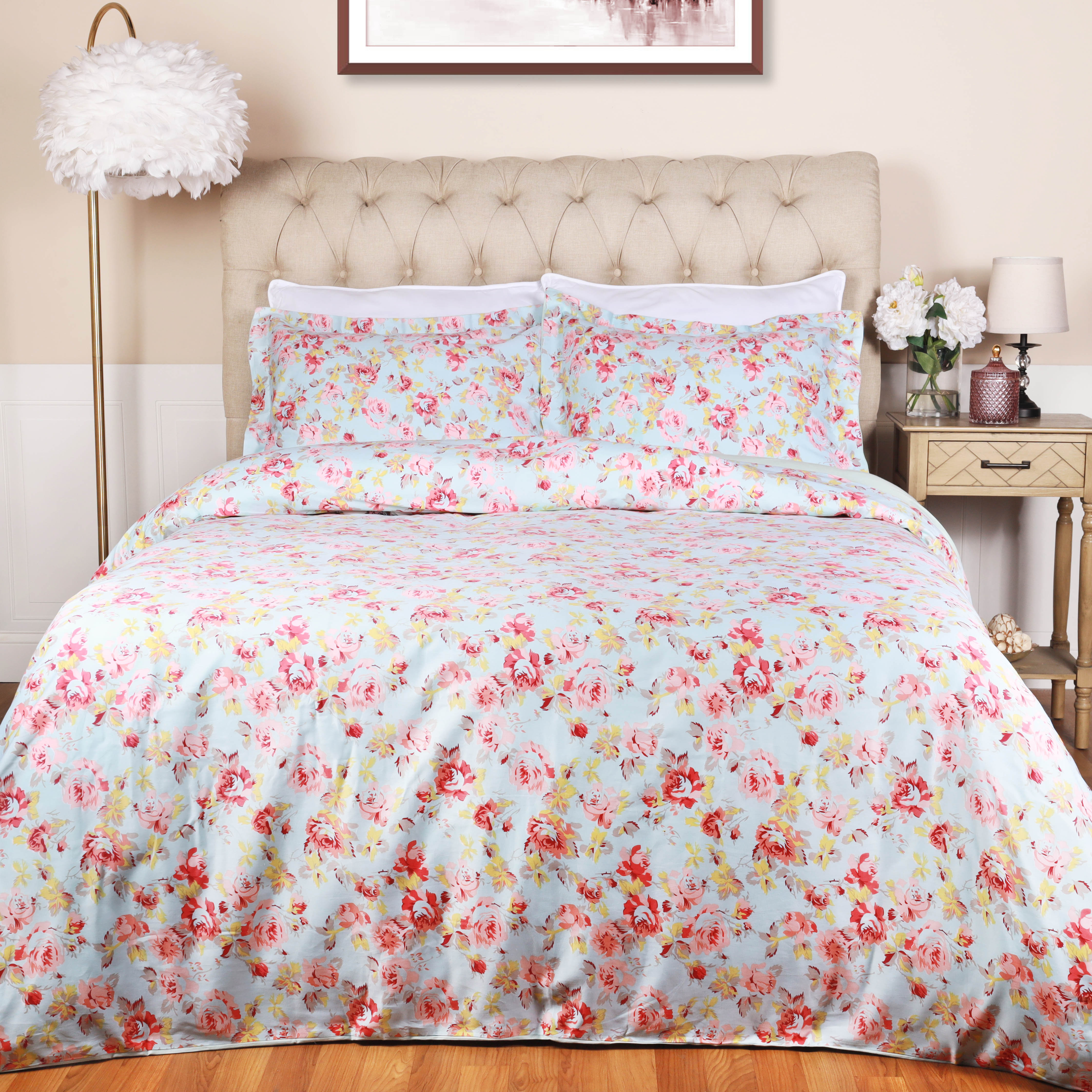 Blue Nile Mills BNM Cotton Duvet Cover Set with Pillow Shams Vintage ...