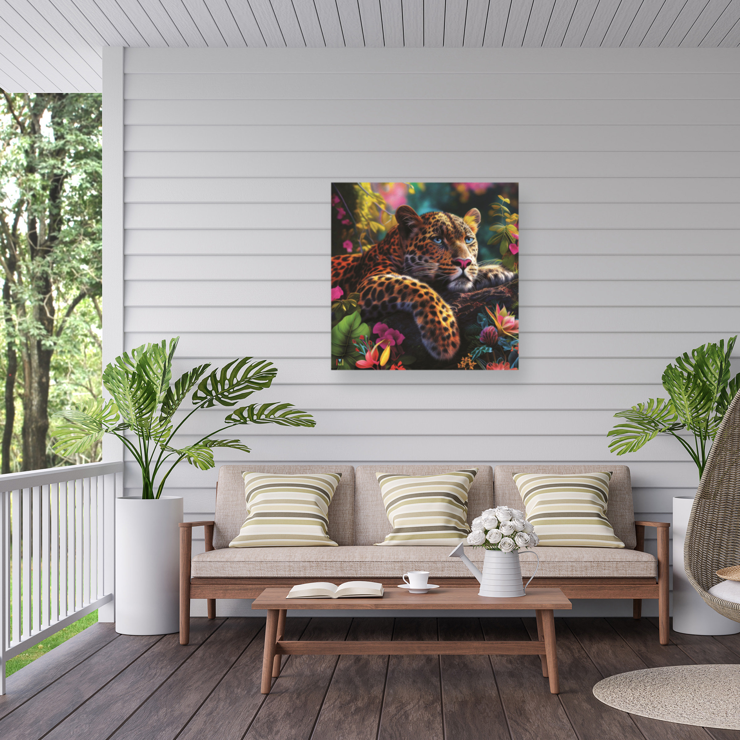 Winston Porter Michael David Ward Reclining Leopard Outdoor Canvas ...