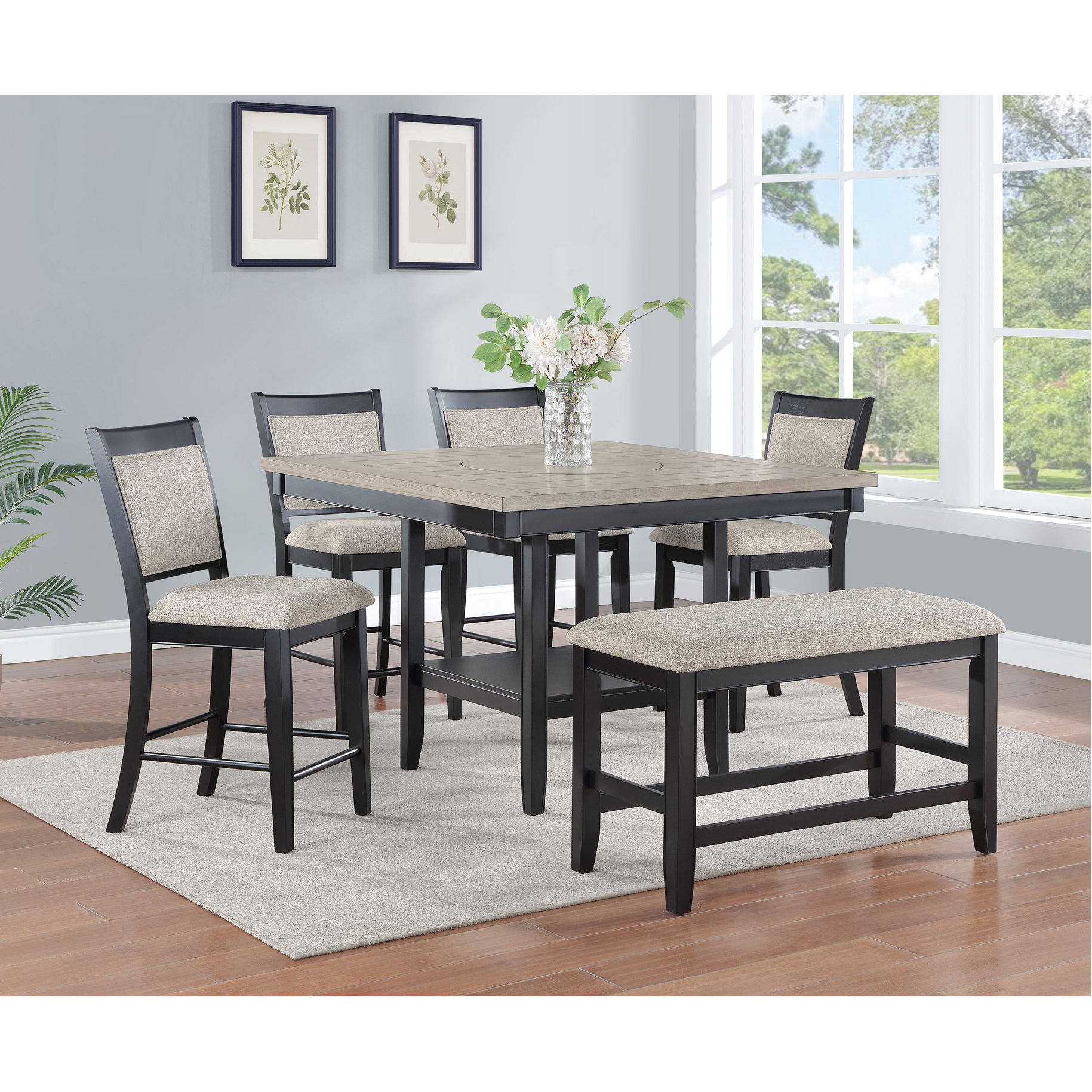 Lark Manor™ Contemporary Dining Table With 20-inch Lazy, Solid Wood ...