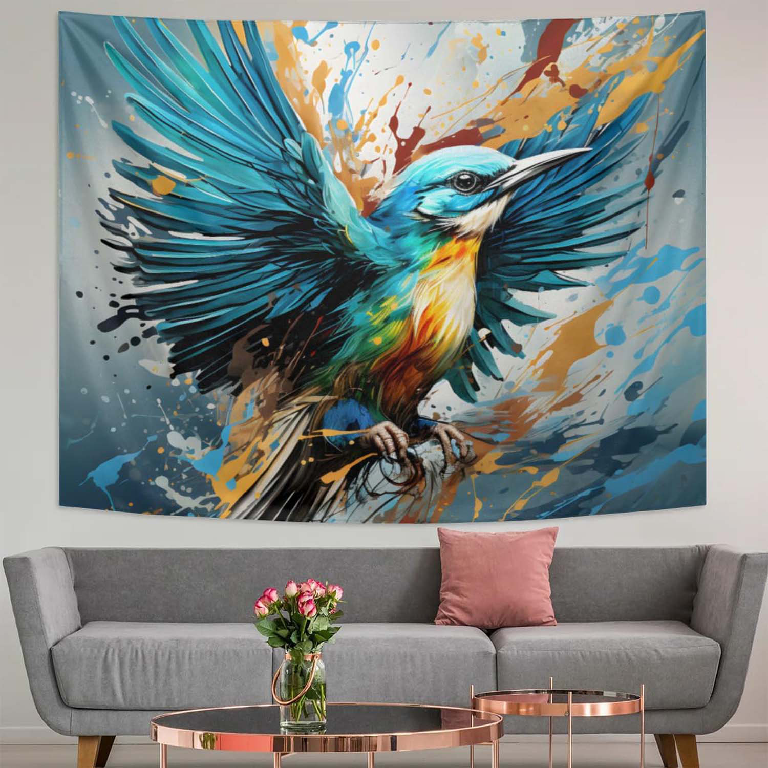 Lark Manor™ Vintage Flower Birds Tapestry Wall Hanging Decor For Living ...
