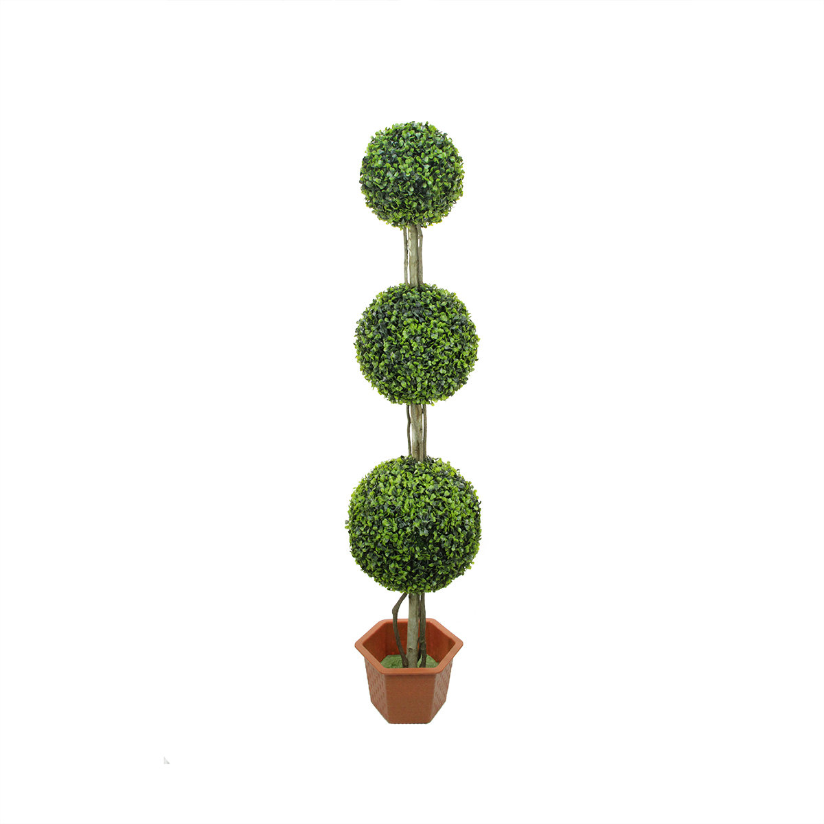 Northlight Seasonal 5' Potted Artificial Boxwood Triple Ball Topiary ...