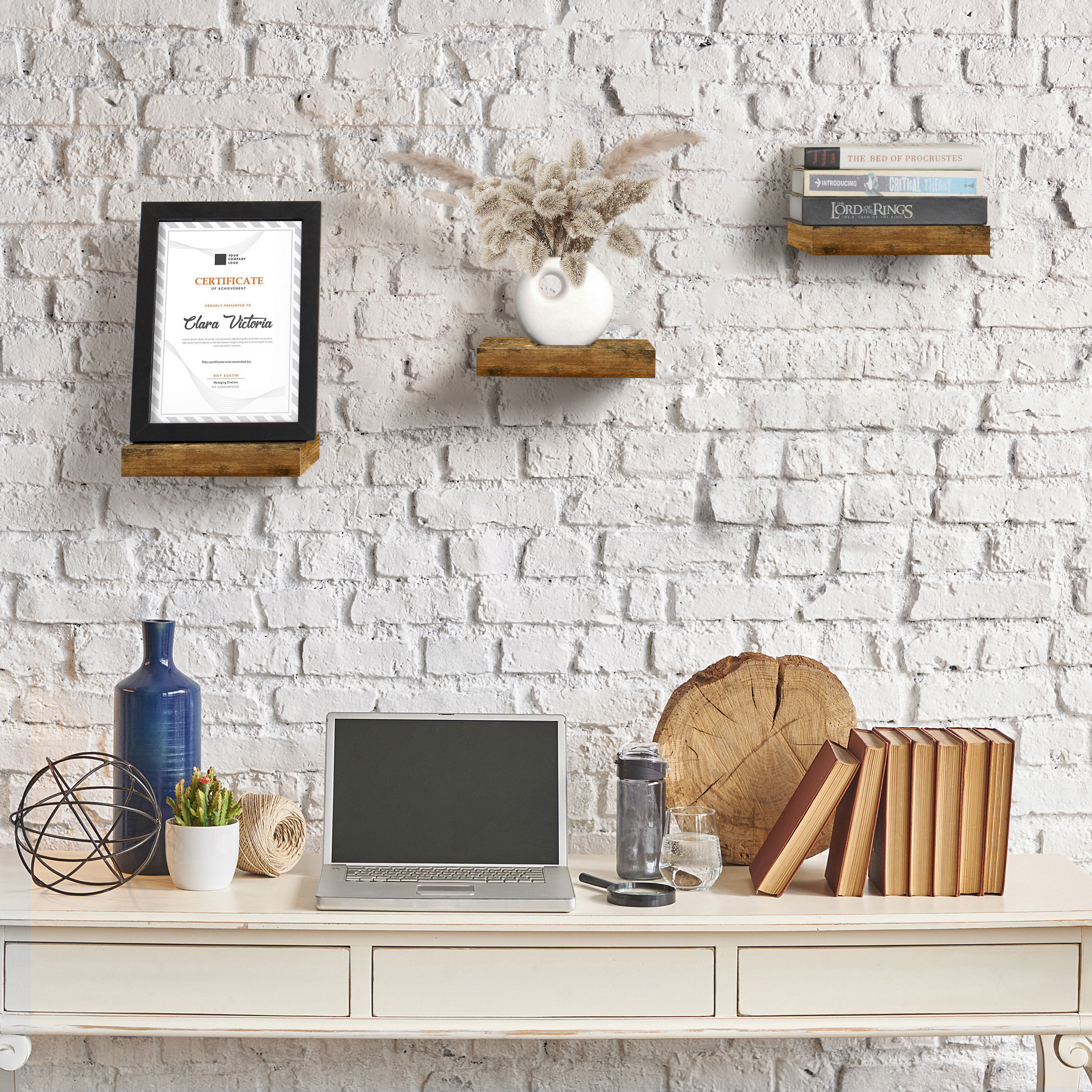 Sorbus Floating Shelves with Invisible Mounting Set of 3 | Wayfair