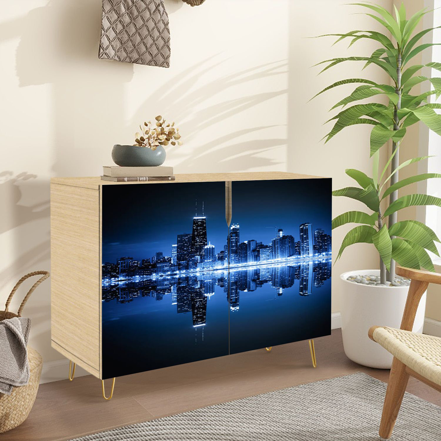 George Oliver Sideboard Buffet Cabinet with Storage Chicago skyline by ...
