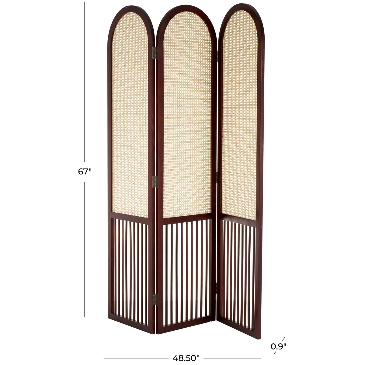 Bay Isle Home™ Wood Arched 3 Panel Partition Dark Brown Divider Screen ...