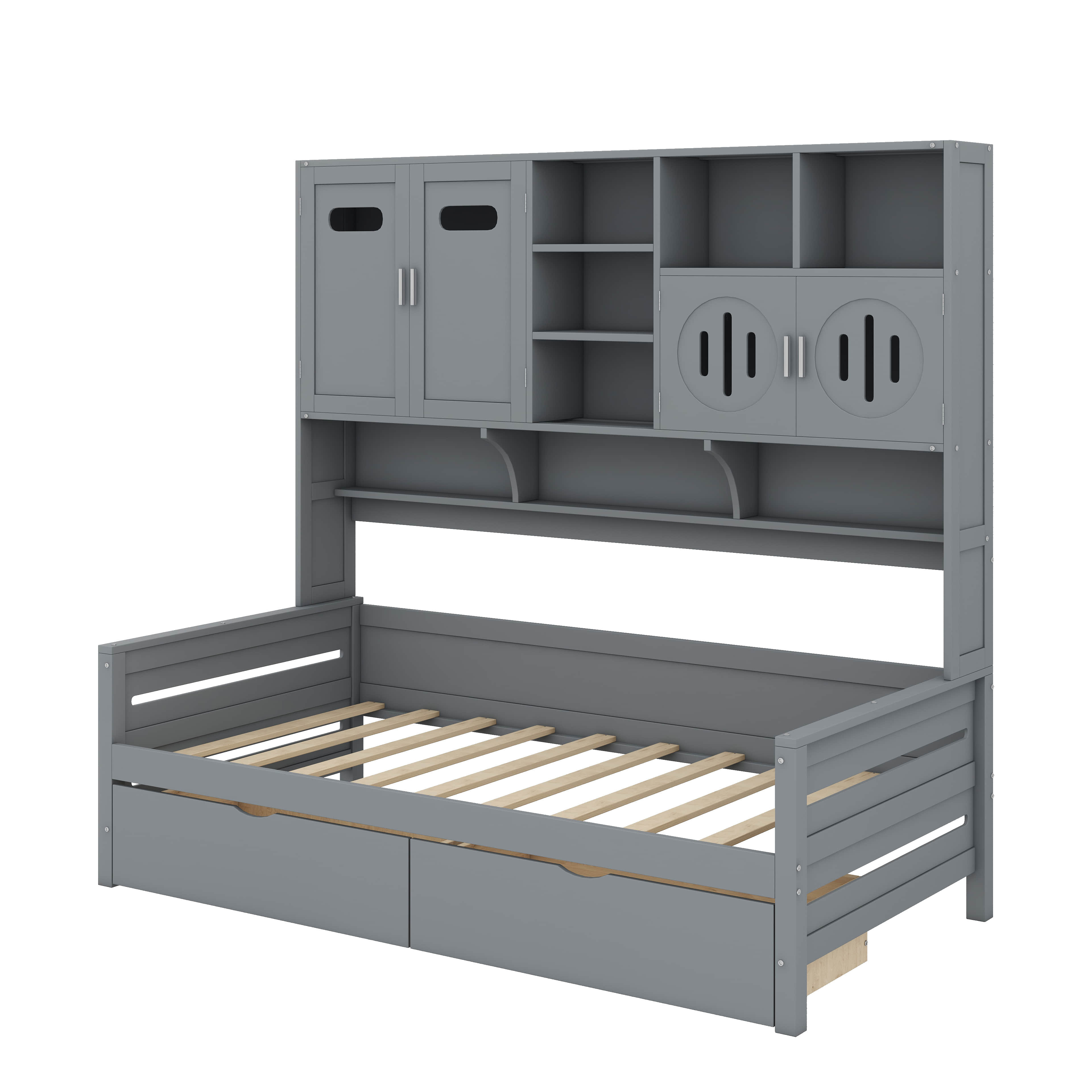 Red Barrel Studio® A Wooden Full-Sized Daybed Furnished With Two ...