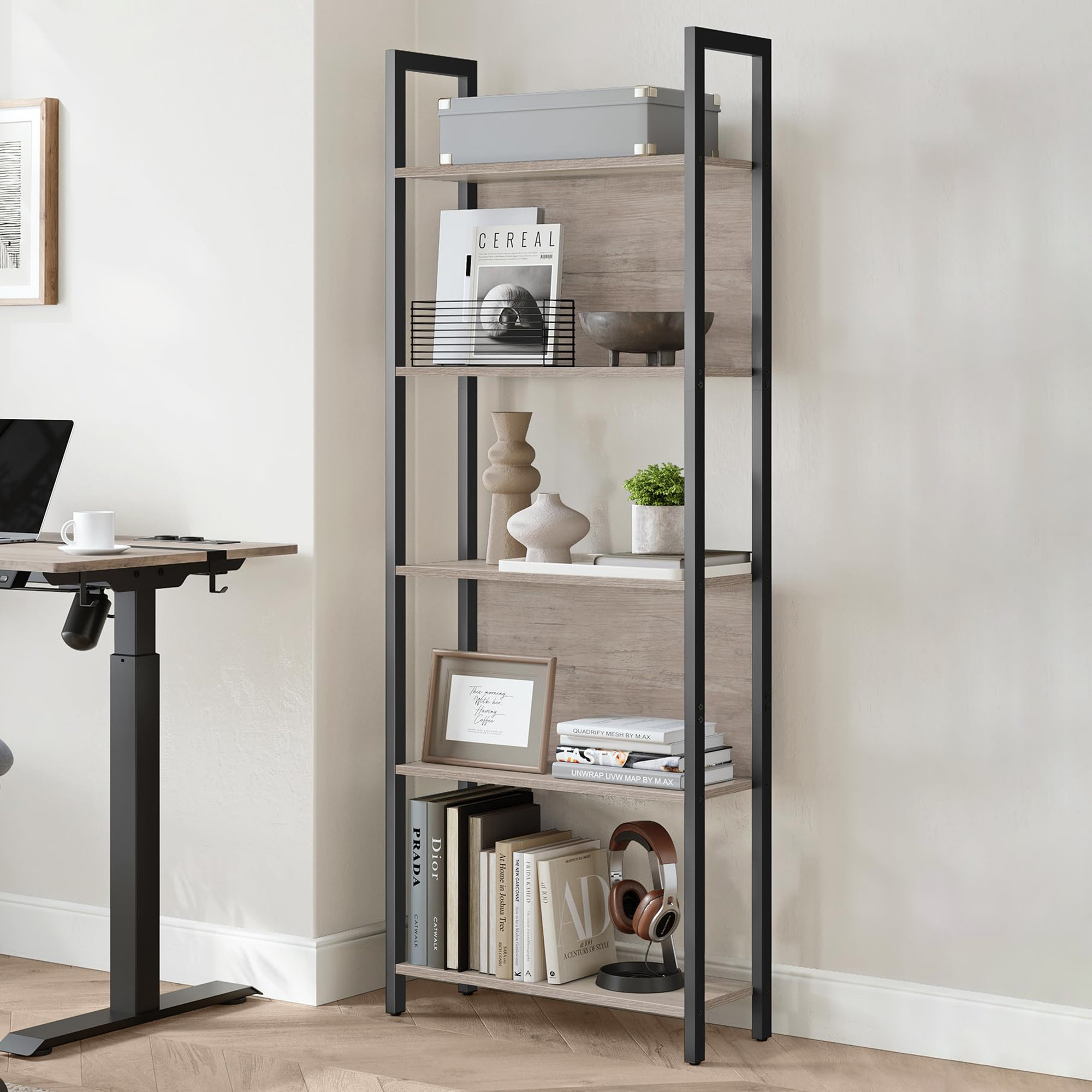 17 Stories 5-layer industrial bookcase | Wayfair