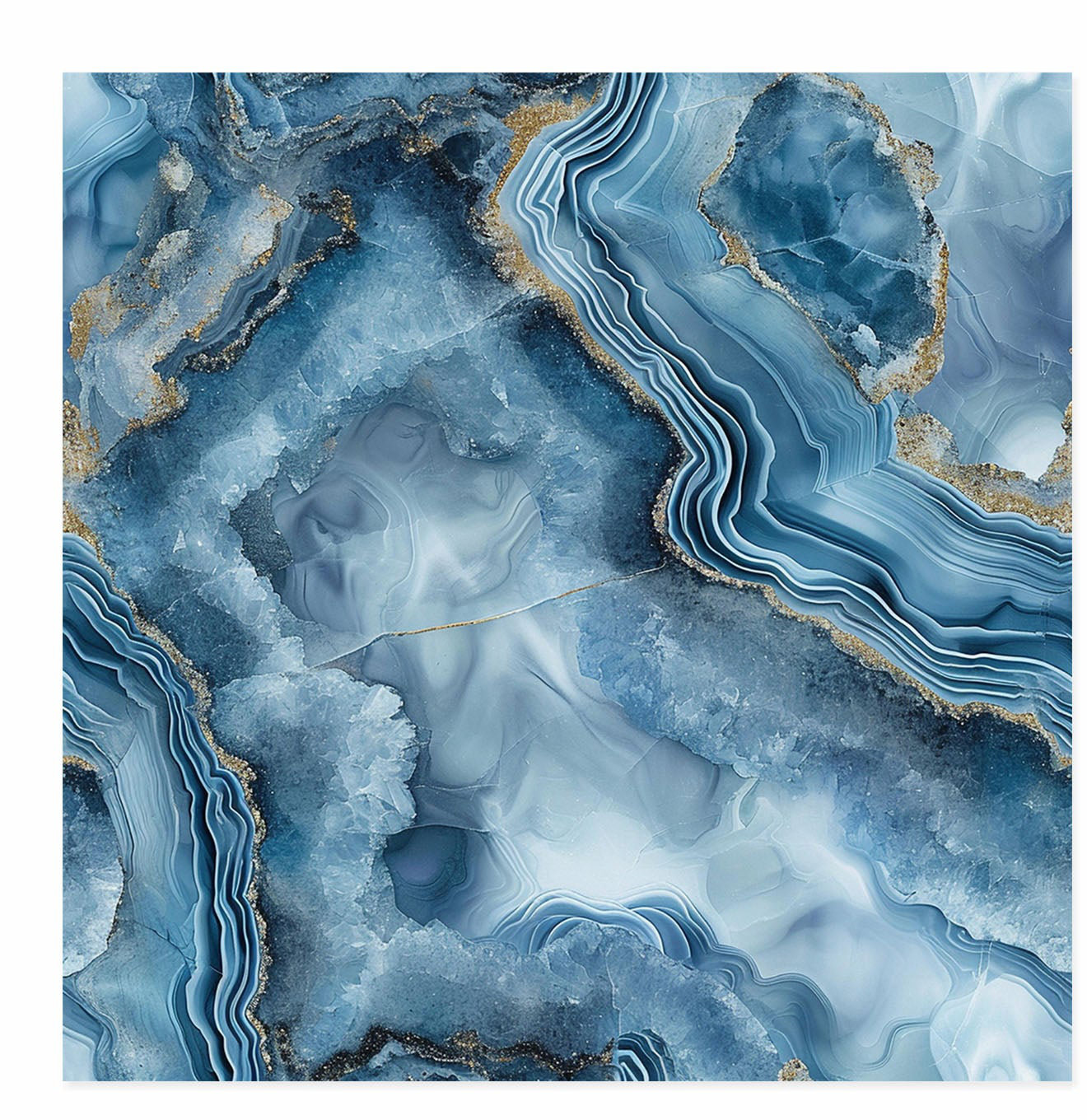 Highland Dunes Abstract Blue Geode Dreams II Modern Unframed Art Print | Wayfair