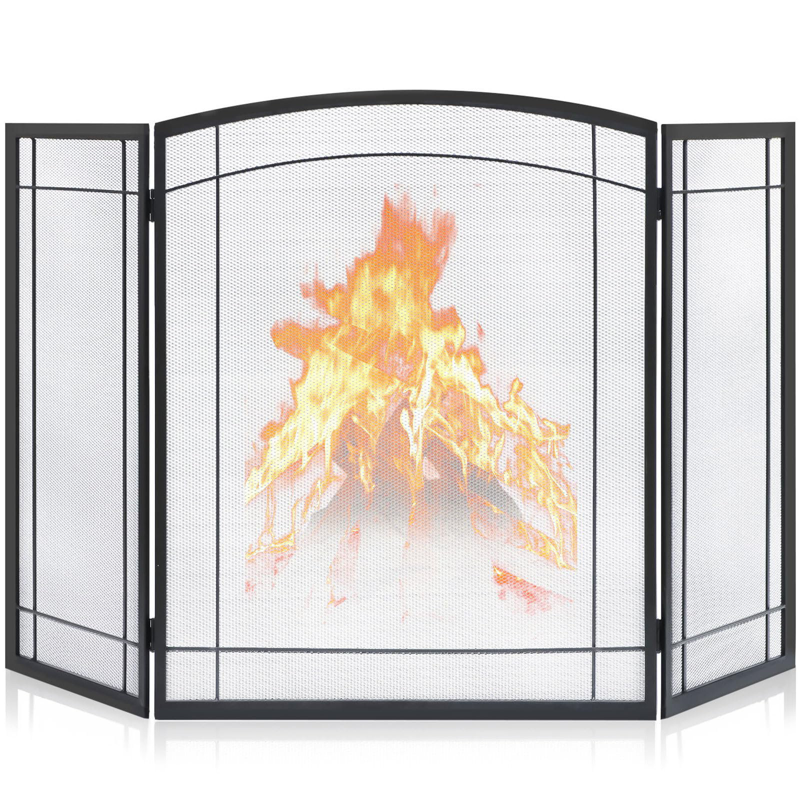 Hokku Designs 3 Panel Fireplace Screen 48" W X 29" H Modern Foldable ...