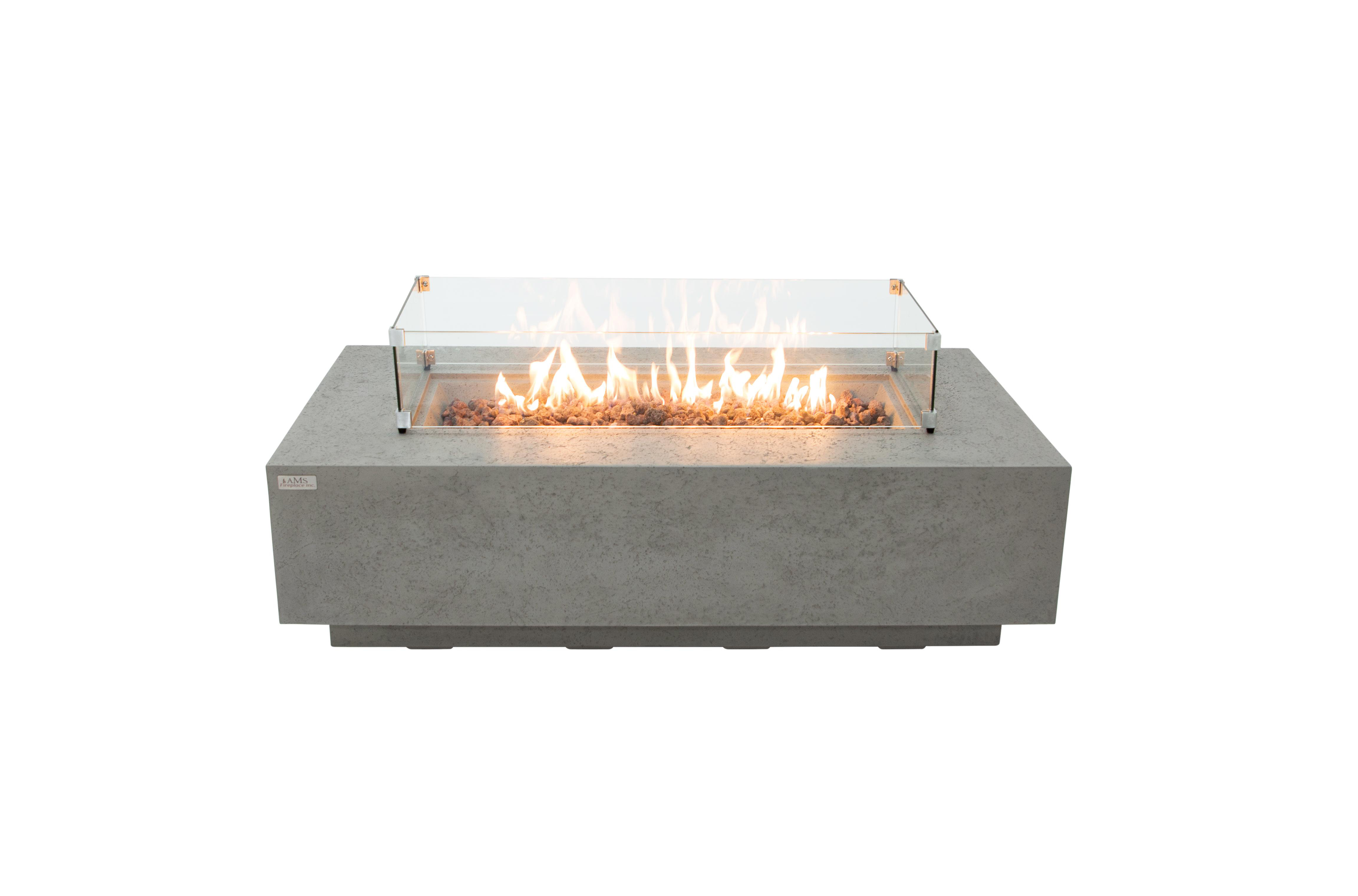 AMS Fireplace Ams - Madison Rectangle Fire Table Wind Guard - Ams-wg ...