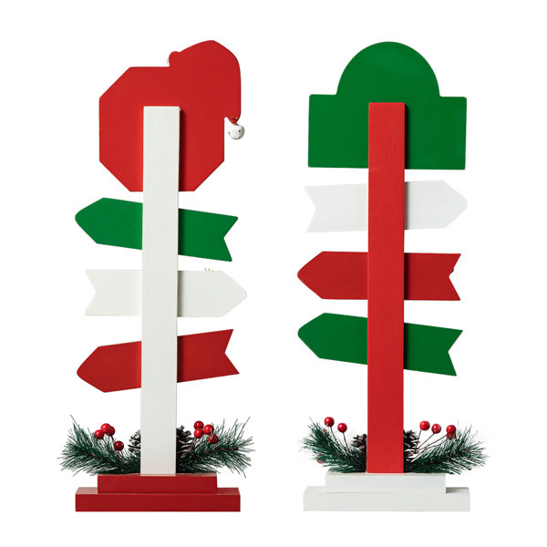 16.5"H Christmas Wooden Sign Table Décor(Set Of 2) | Birch Lane