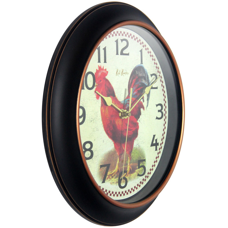 August Grove® Verner Country Round Plastic Wall Clock 12 Inches - Black ...