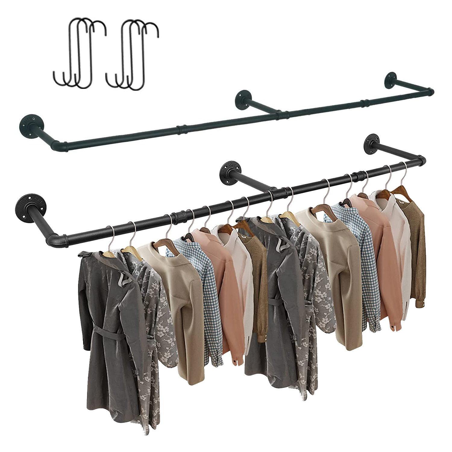 Williston Forge Indae 6 - Hook Wall Mounted Coat Rack in Black | Wayfair