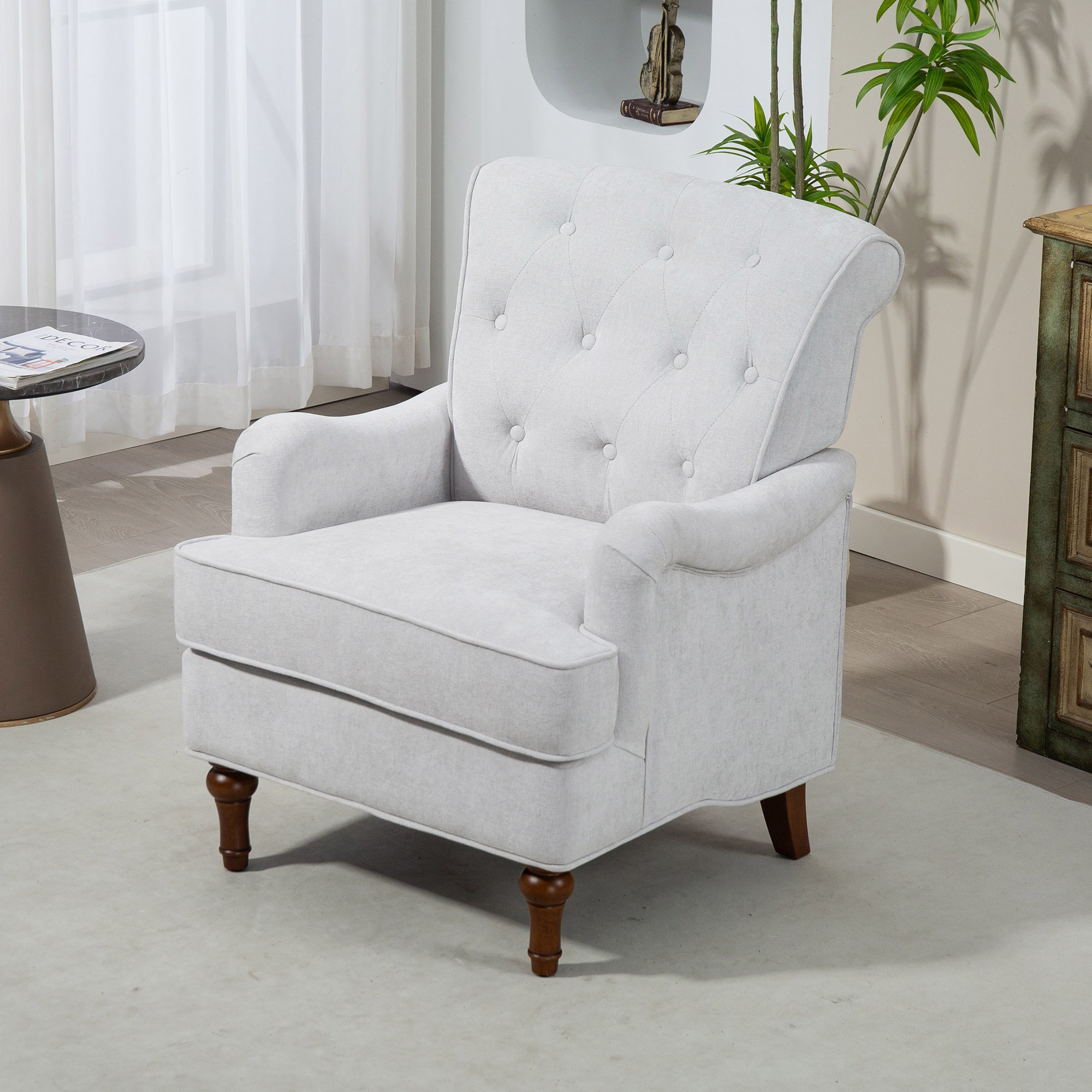 Charlton Home® Accent Chair With Comfy Chenille Club Fabric,Comfy ...