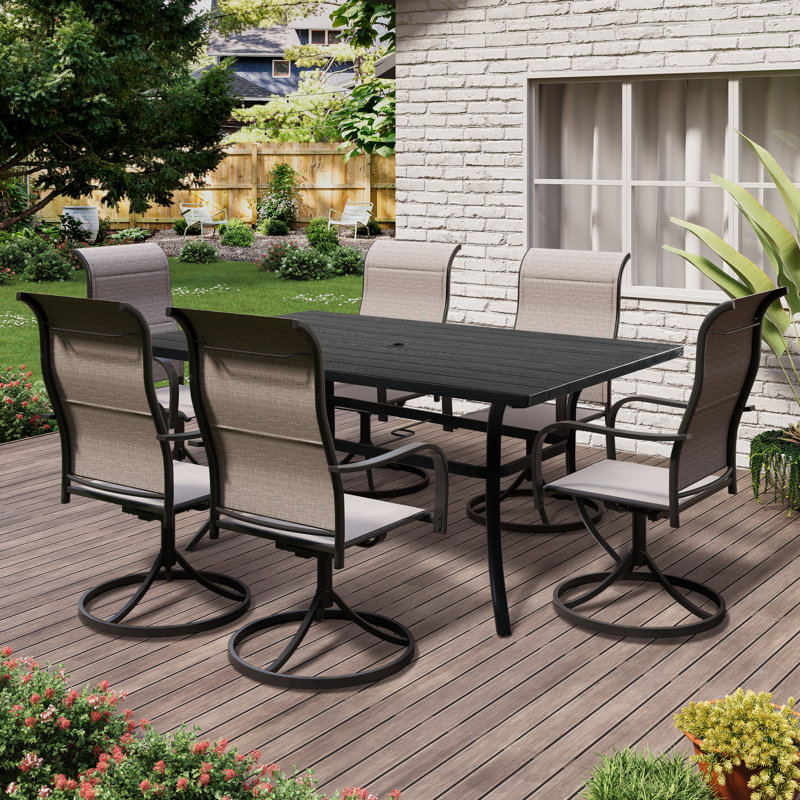 Lark Manor™ Cast Aluminum Rectangle Bistro Dining Table With Umbrella ...