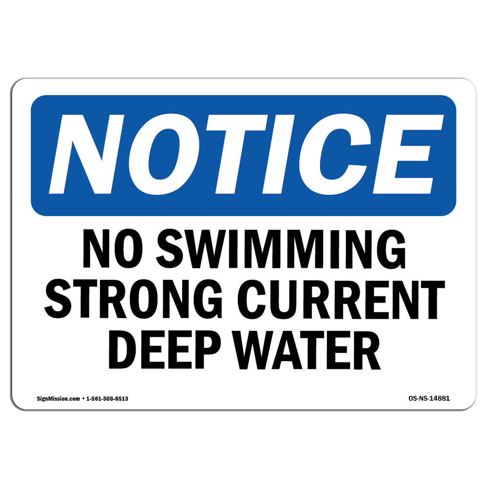 SignMission No Swimming Strong Current Deep Water Aluminum Sign 18 x 24 ...