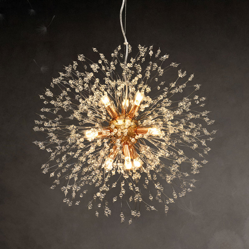 Mercer41 Yaver 9 - Light Dimmable Crystal Sputnik Sphere Chandelier ...