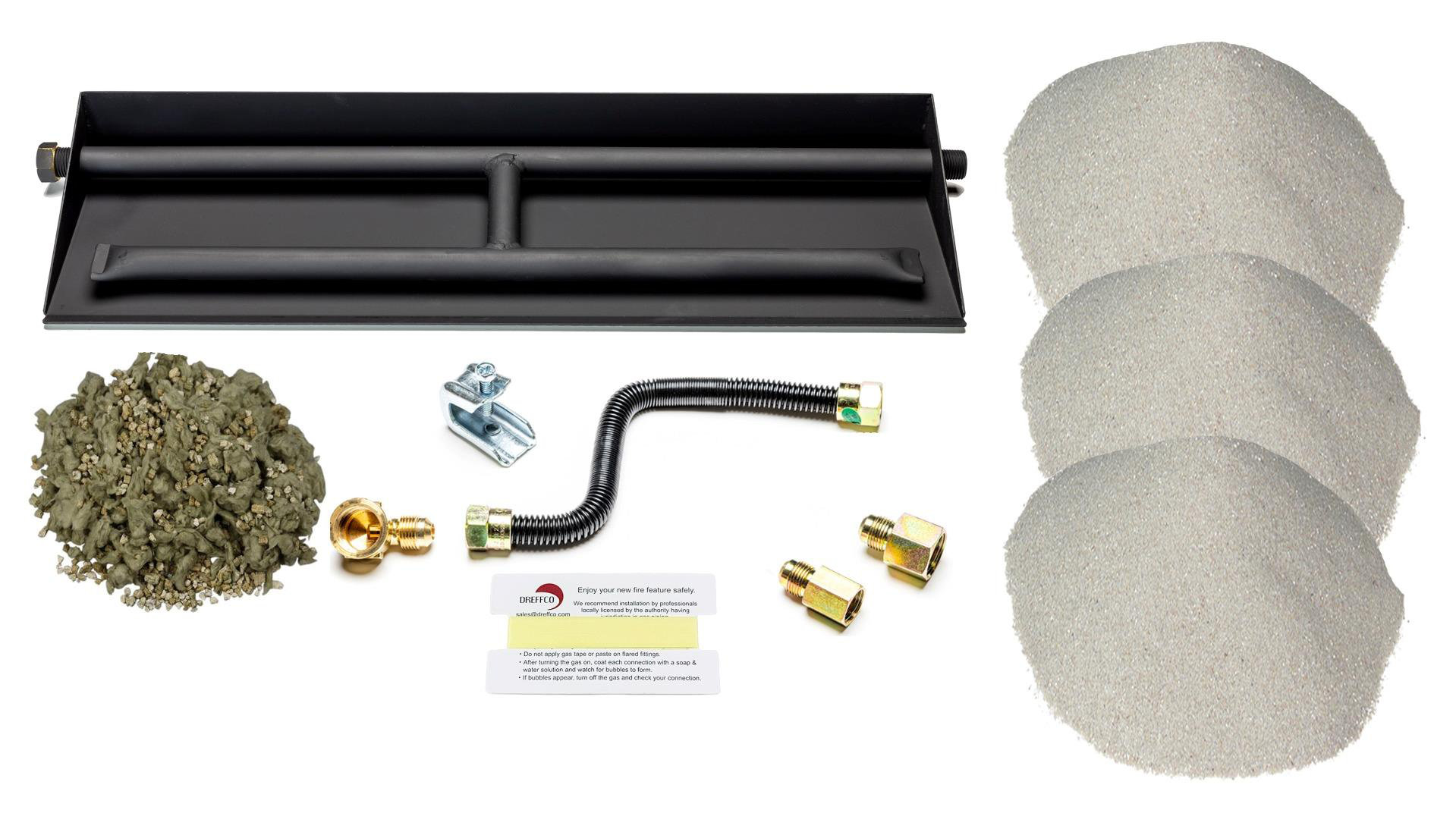 Dreffco Heavy-Duty NG Natural Gas Dual Row Fireplace Burner with Deluxe ...