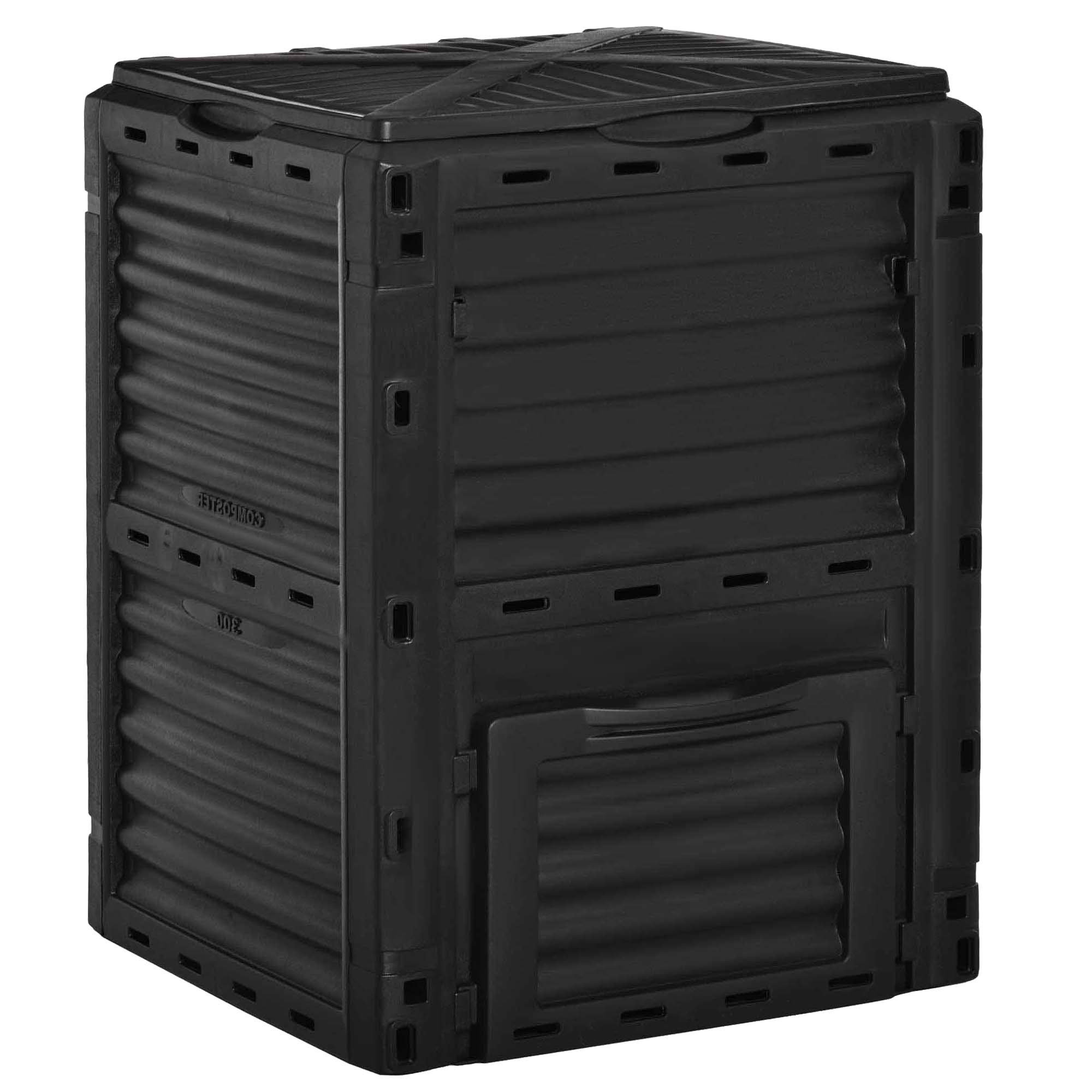 Outsunny 79.25 Gal. Plastic Outdoor Stationary Composter with Latching ...