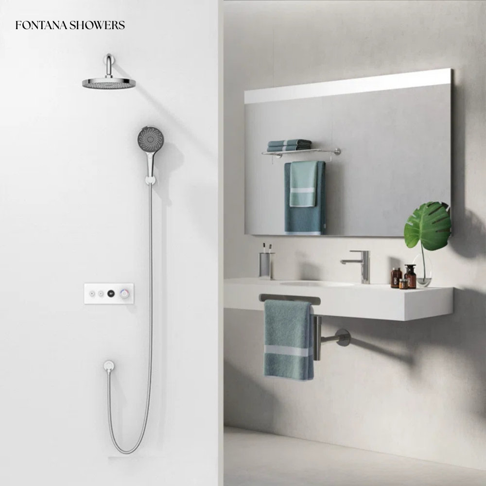 FontanaShowers Chrome Digital Mixer Shower Set with LED Display and ...